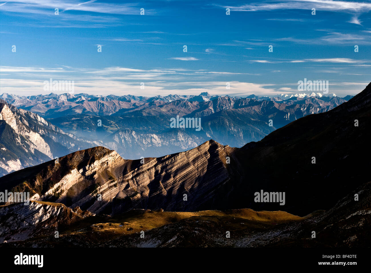 View from Margelkopf Mountain to the Grisons in Switzerland, Europe ...