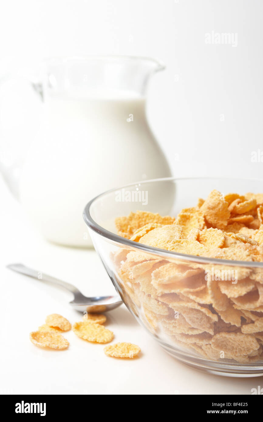 Breakfast with corn-flakes Stock Photo - Alamy