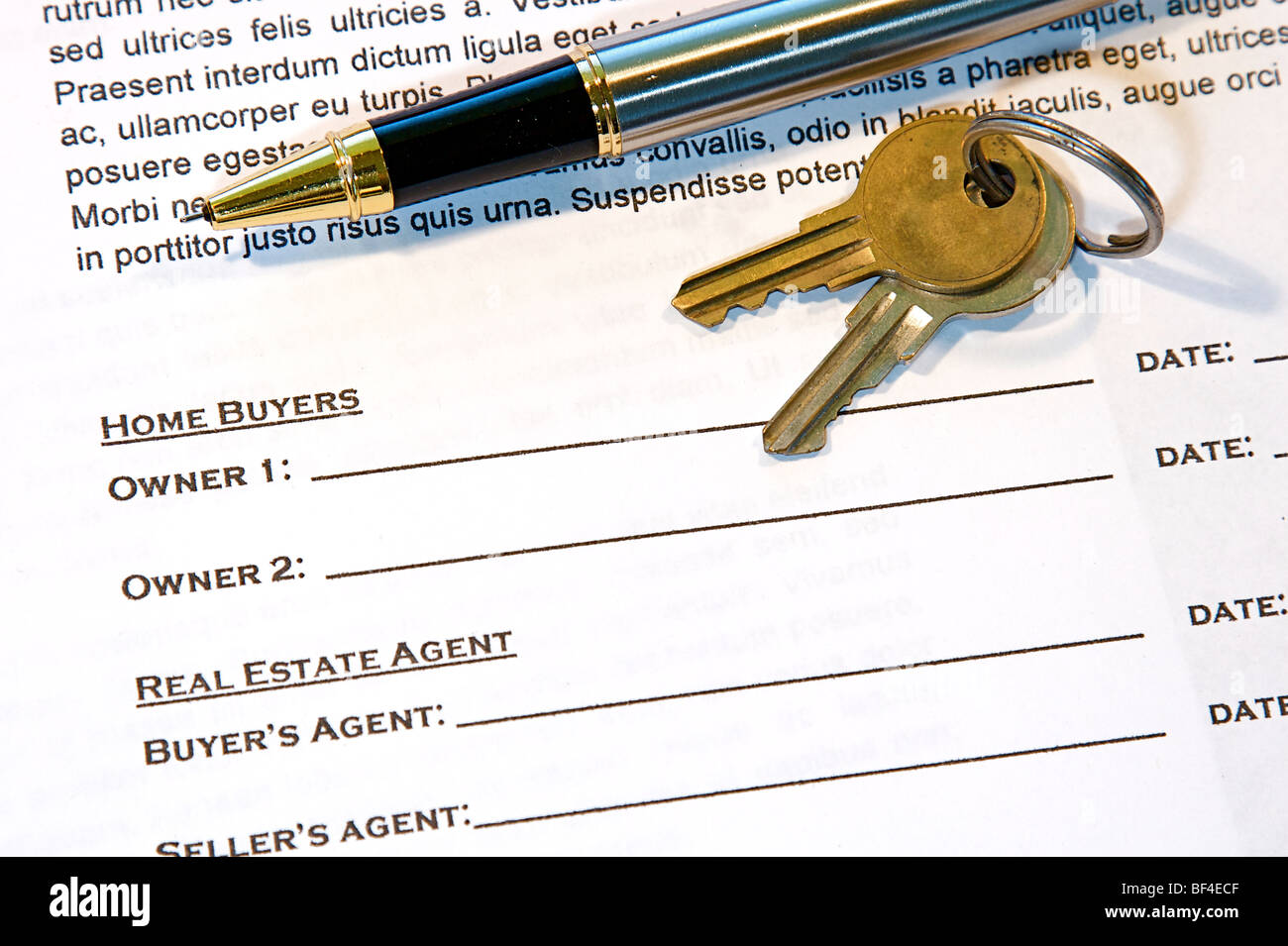 Signing a contract for the sale of a home Stock Photo - Alamy