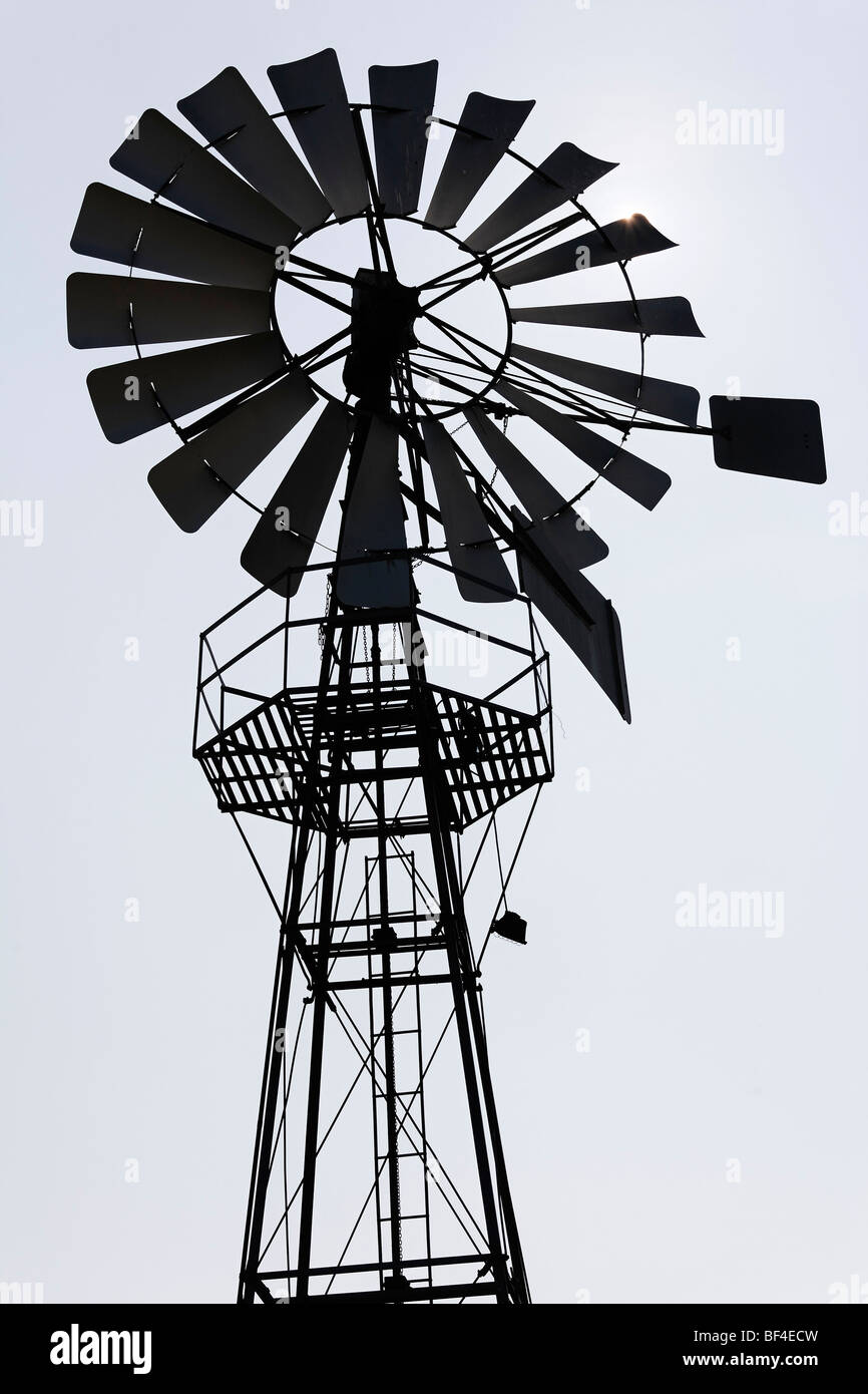Historic windwheel from 1907 for the operation of a ground water pump ...