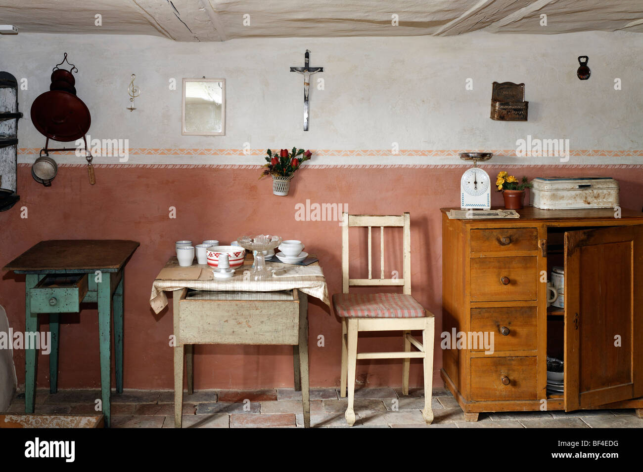 Kitchen with original furnishings, Haus Andrinet house from 1740 ...