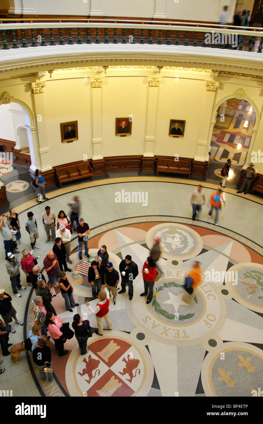 Tourists inside texas state capitol building austin hi-res stock ...