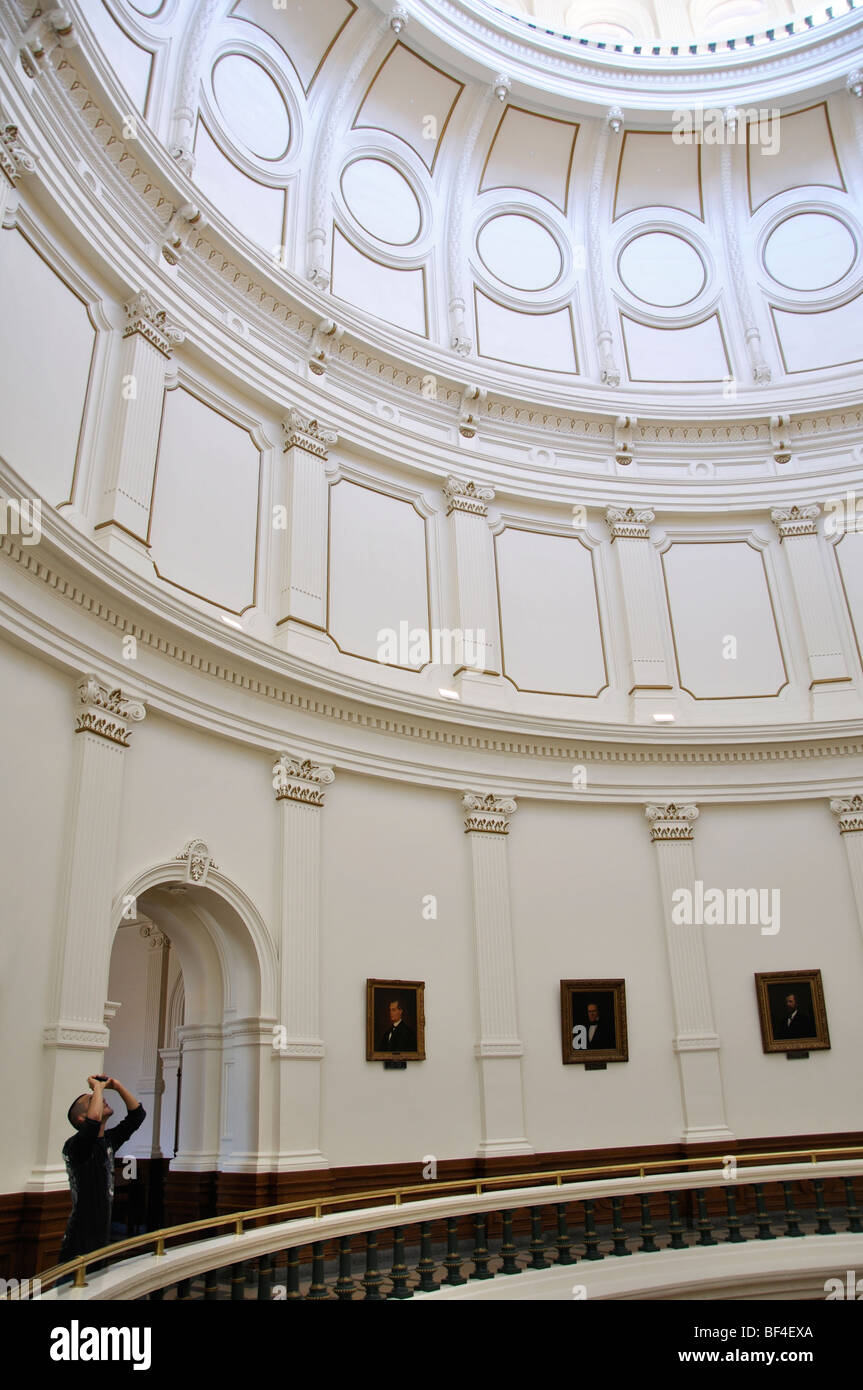 Tourist taking photos inside Texas State Capitol building, Austin ...