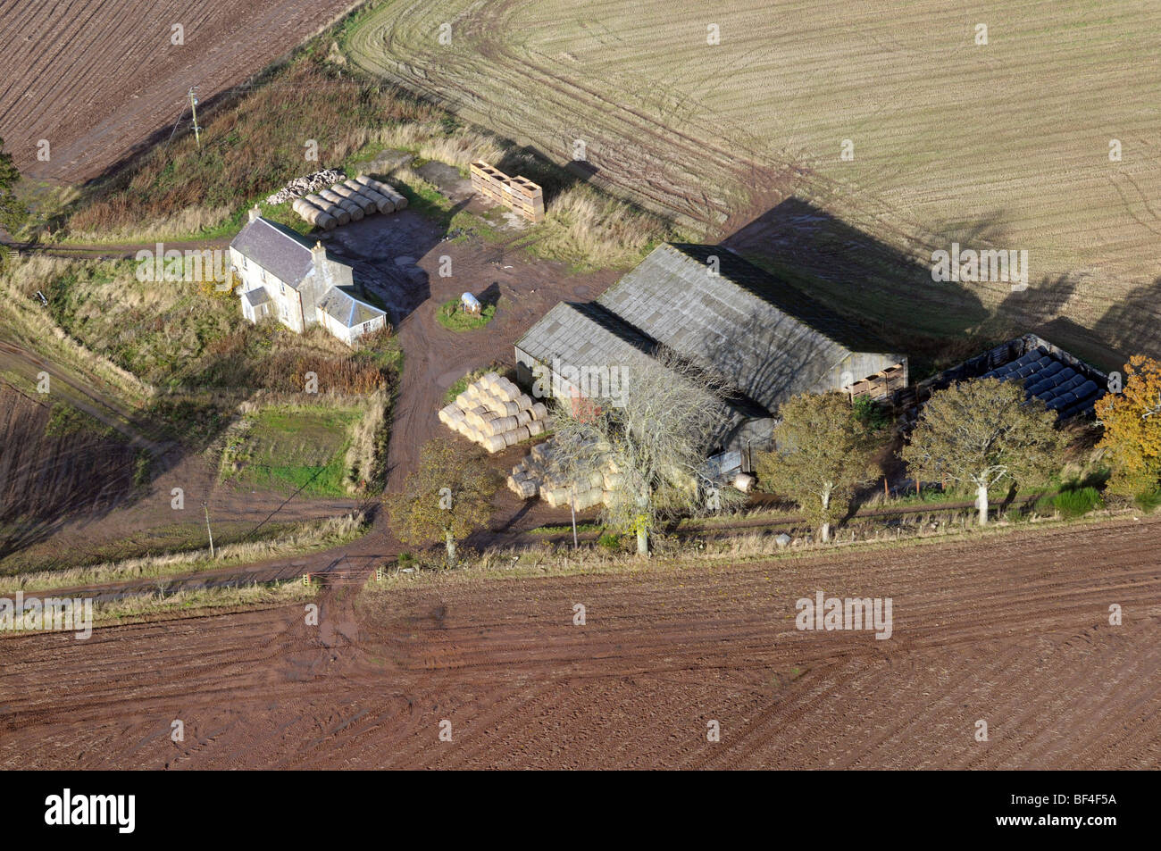 An aerial view of a Scottish farmhouse Stock Photo - Alamy