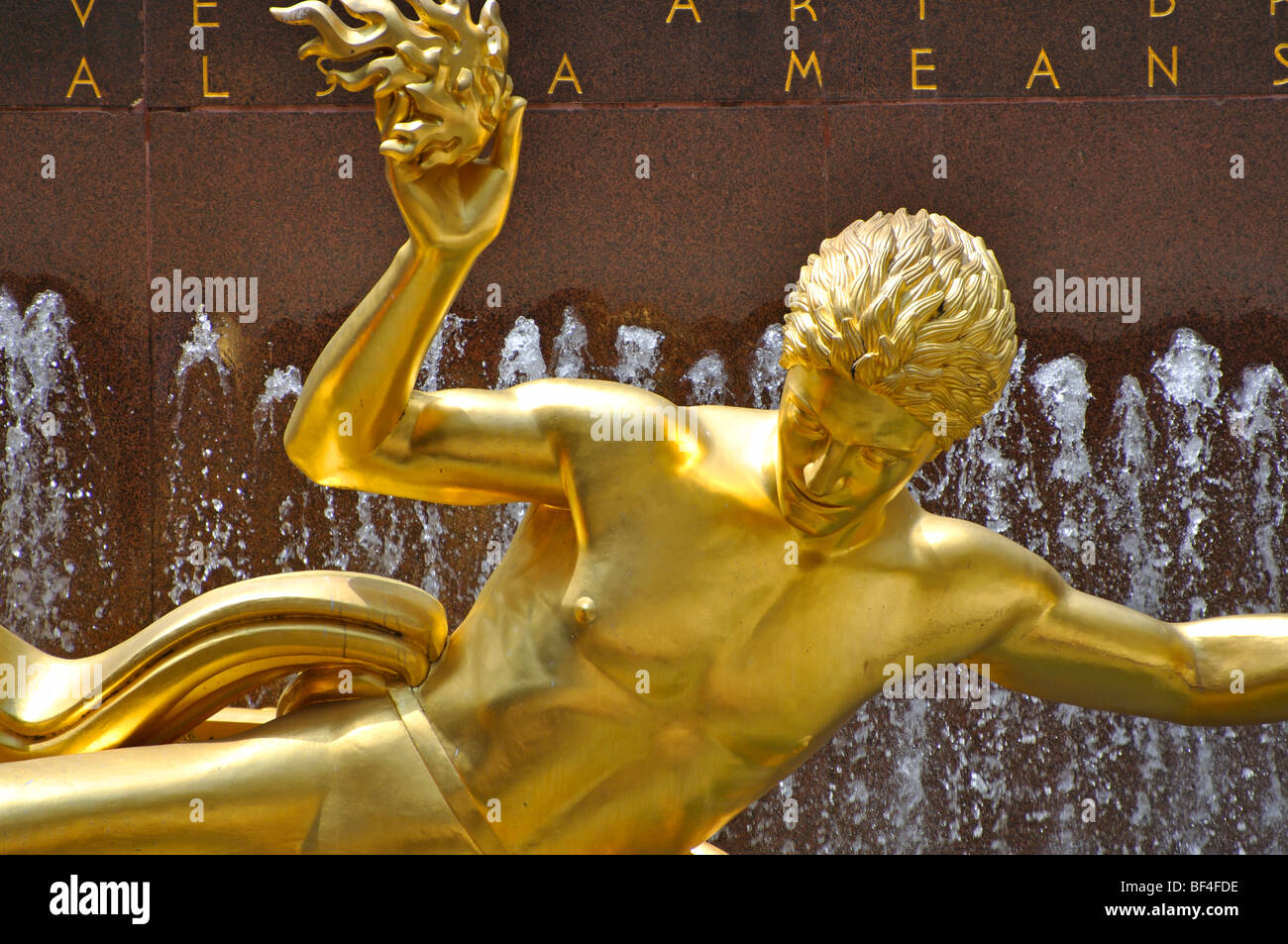 Golden Prometheus Statue Rockefeller Center Stock Photos & Golden ...