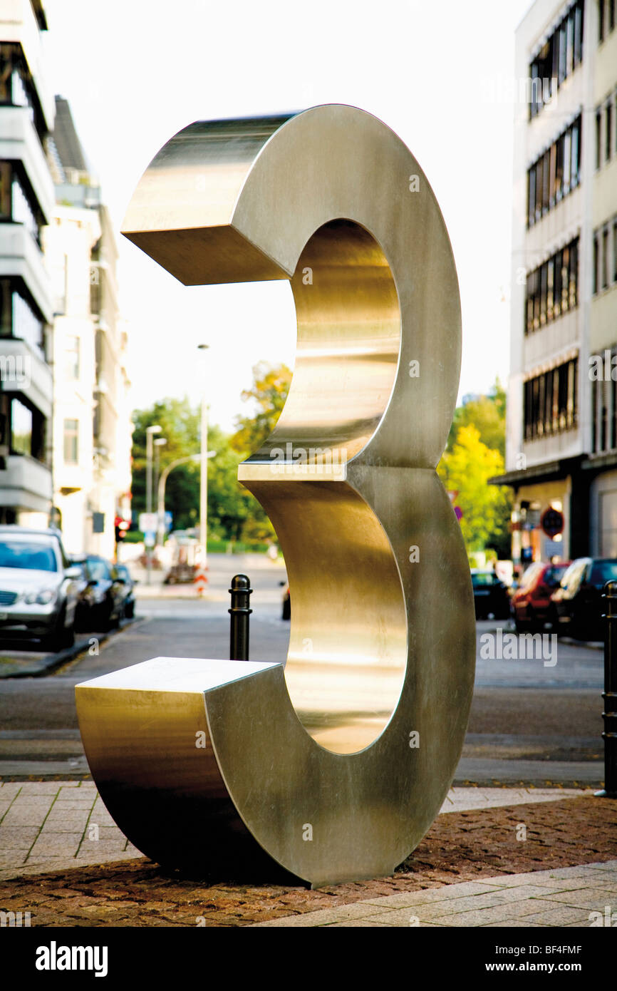 House number three, stainless steel number, sculpture, number sculpture ...
