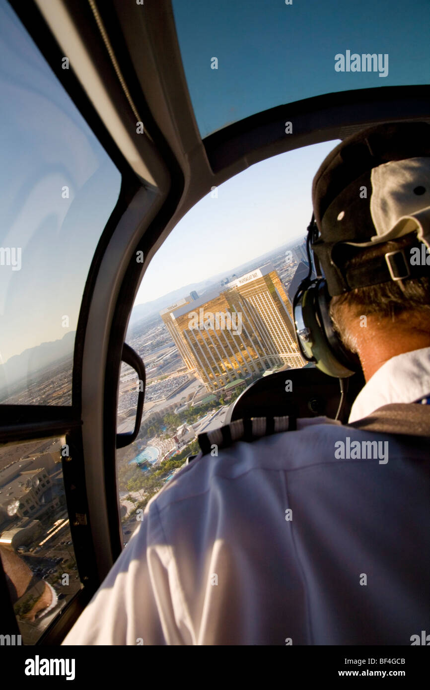 Flying in a helicopter over the Las Vegas Strip on the way to the Grand ...