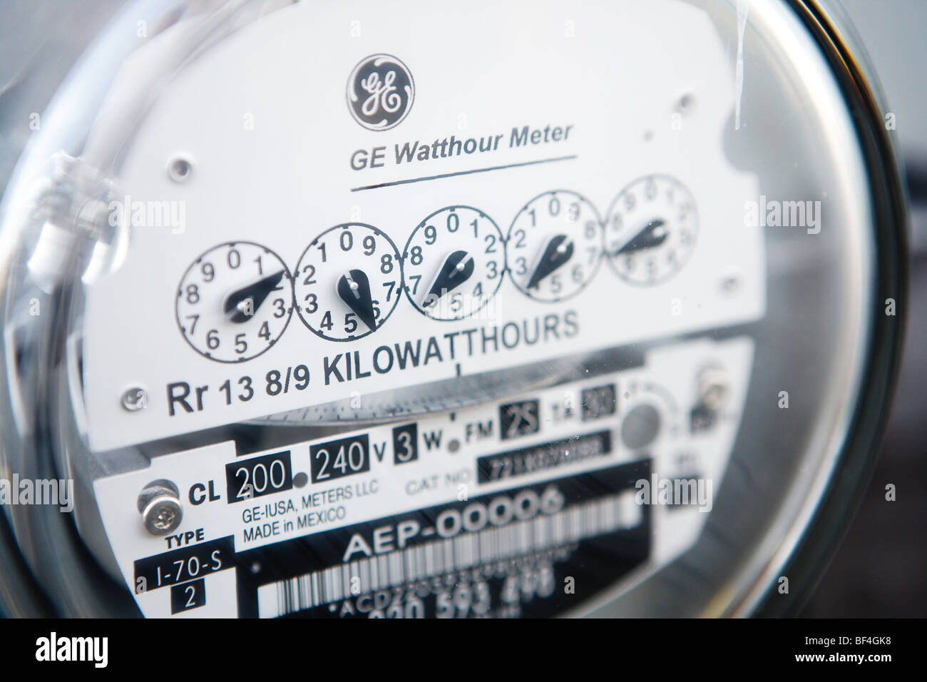 Close up view of an electric meter Stock Photo - Alamy