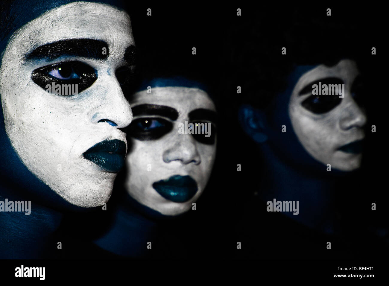 Tribes,looks like african tribes,face colored,black colored eyes,mime ...