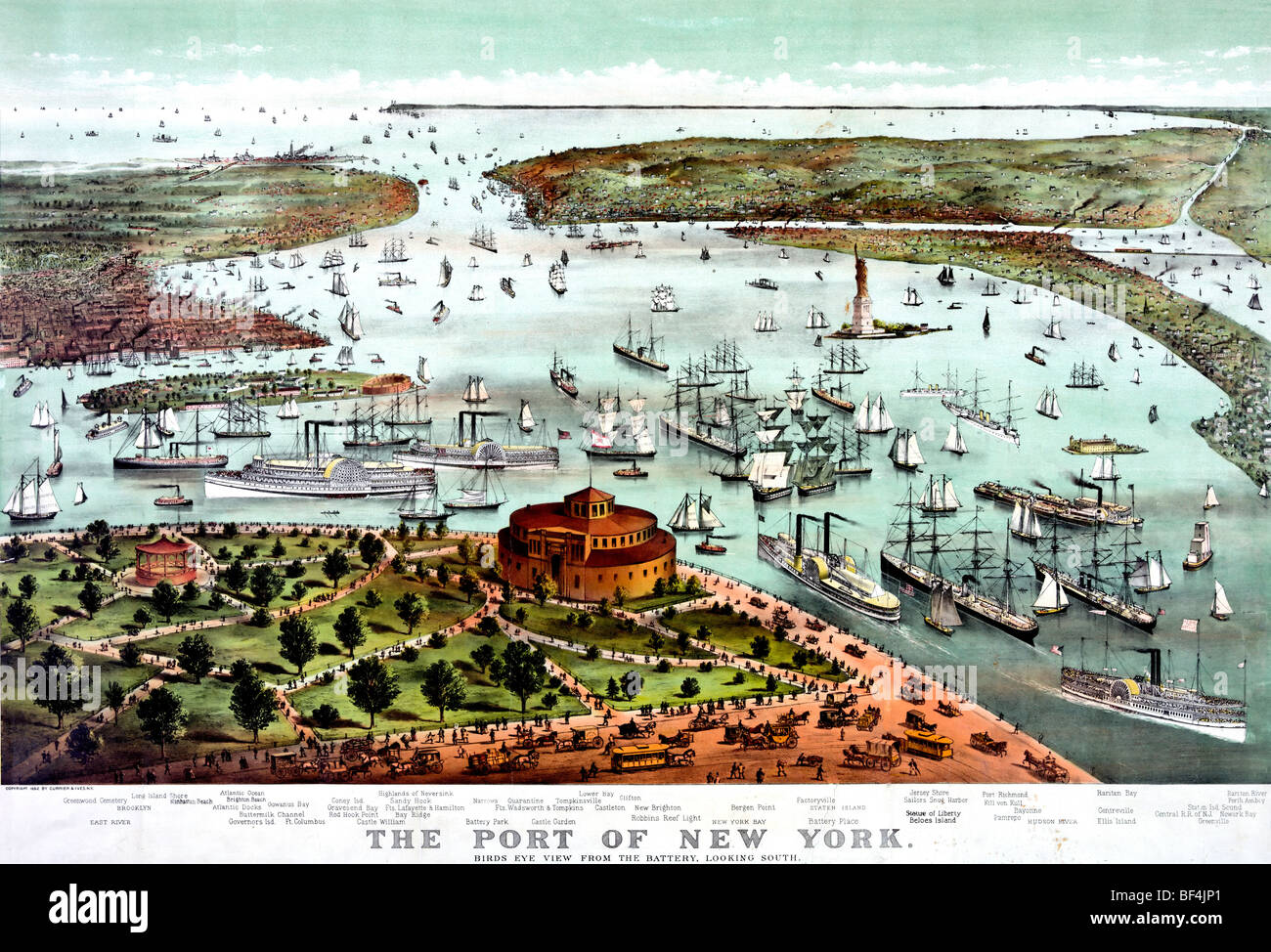 The Port of New York Birds eye view from the Battery, looking south ...