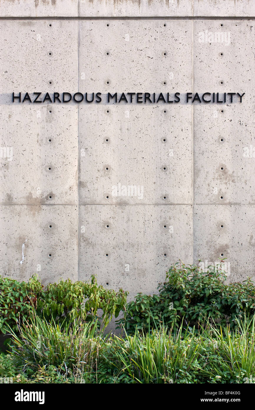 Identifying lettering on the side of the hazardous materials facility ...
