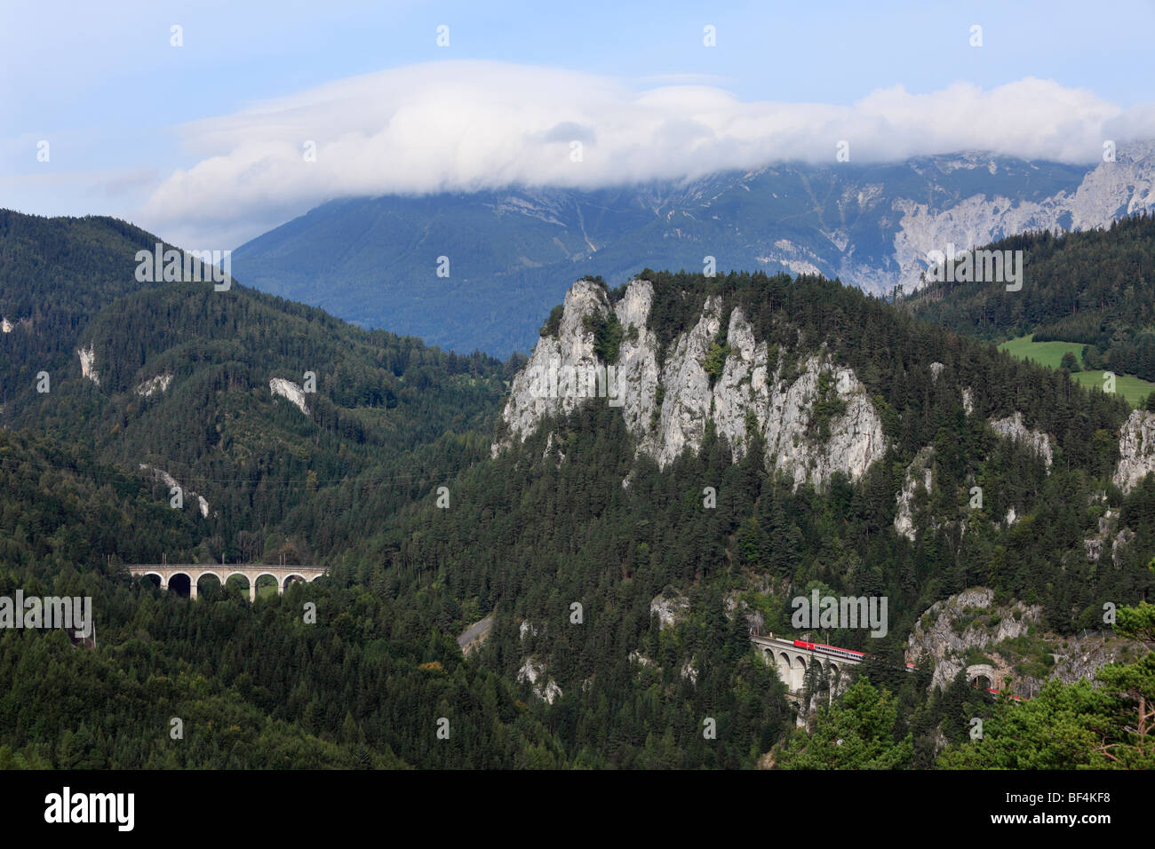 Semmering Railway, view from the 20-Schilling-Blick lookout, in the ...