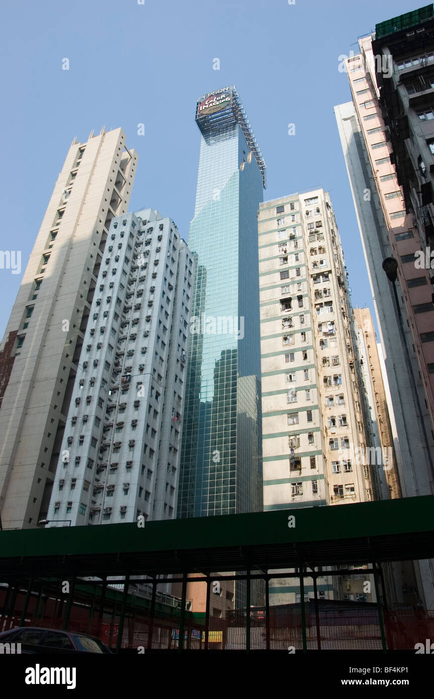 Hong Kong - typical residential buildings, tall skyscrapers in Asian ...