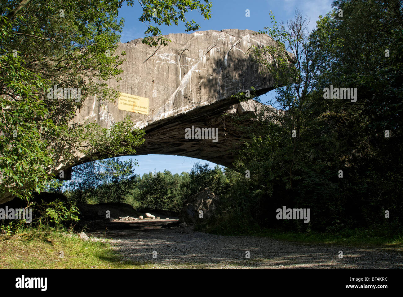 Ruins of a bunker built by forced labourers for armament production in ...