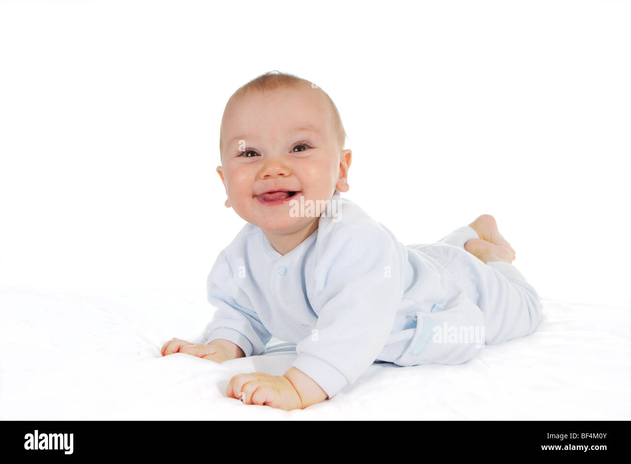 Smiling cute baby on tummy Stock Photo - Alamy