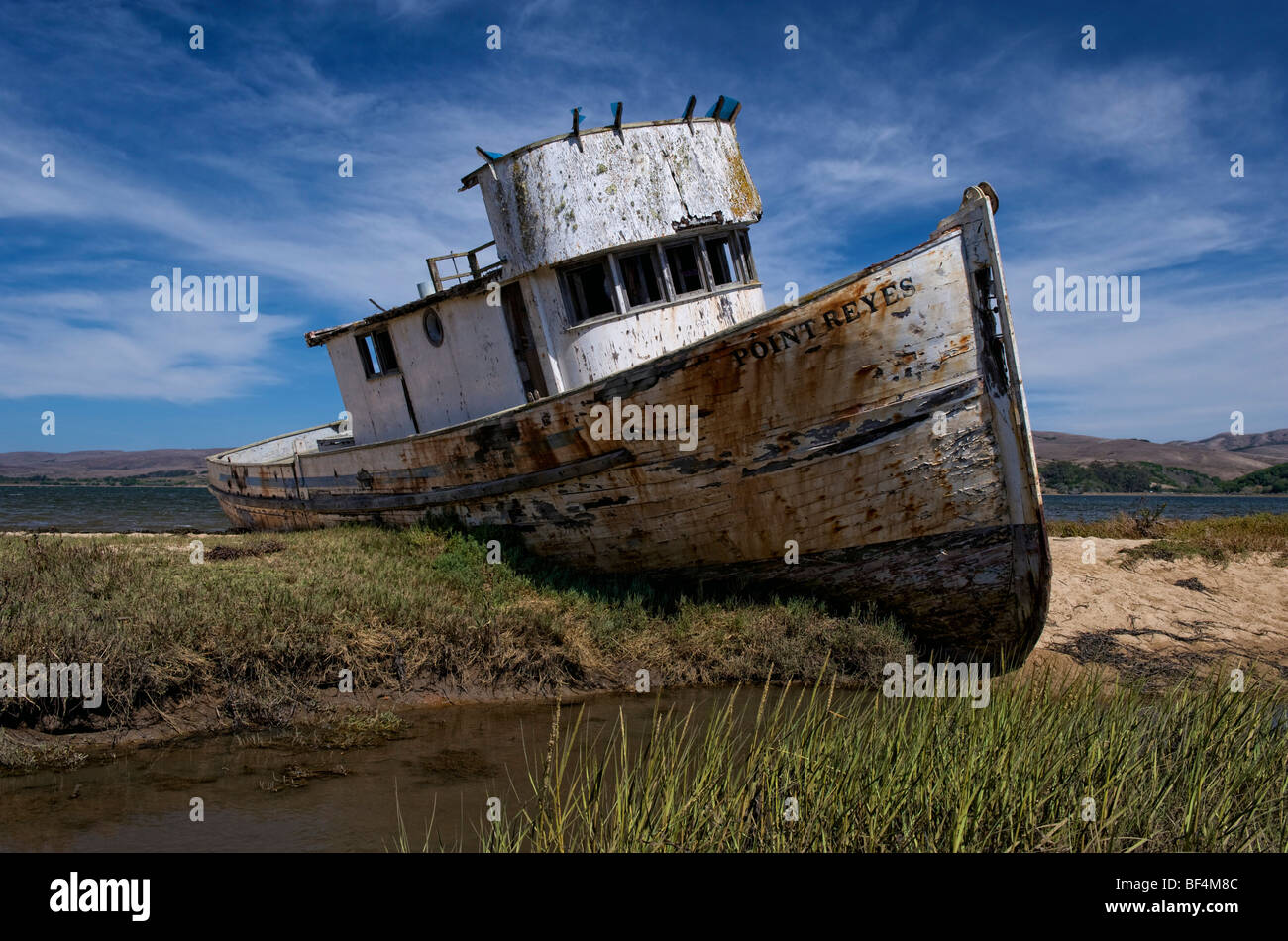 Stranded wreck of the "Point Reyes" near Inverness, California, USA ...