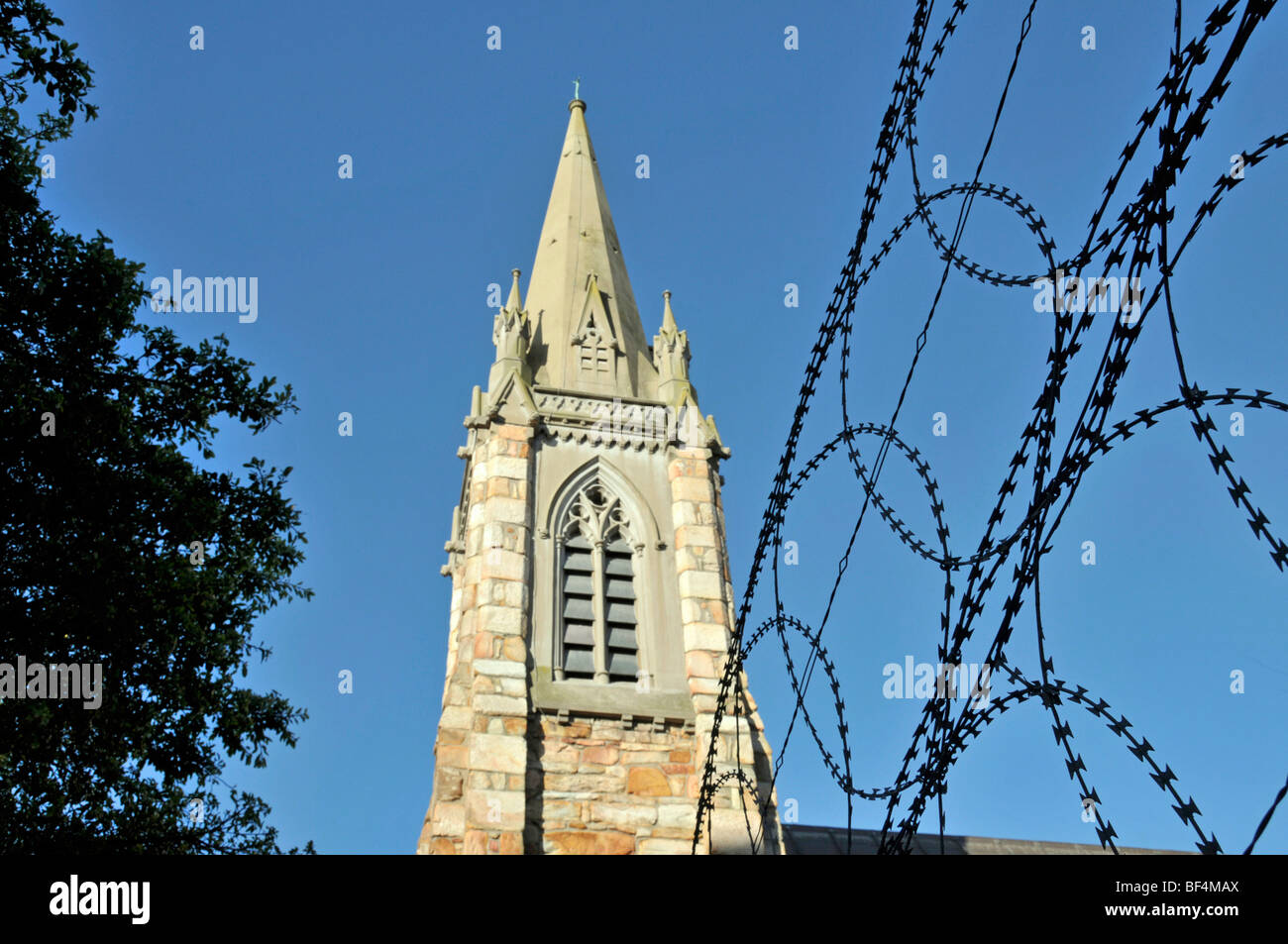 Church surrounded with barbed wire in Port Elizabeth, Eastern Cape ...