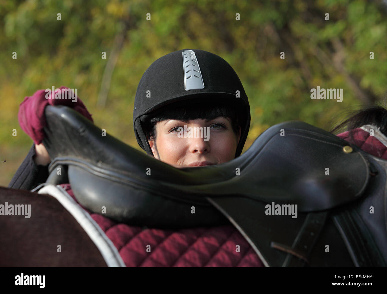Equestrian women portrait Stock Photo - Alamy