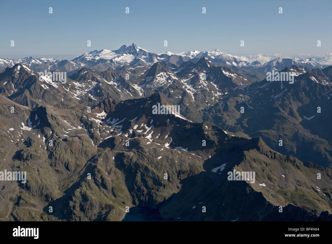 Schober Mountains including Mt Grossglockner, aerial photo, East Tyrol ...