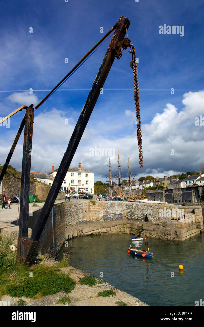 Charlestown harbour and tall ship; Cornwall Stock Photo - Alamy