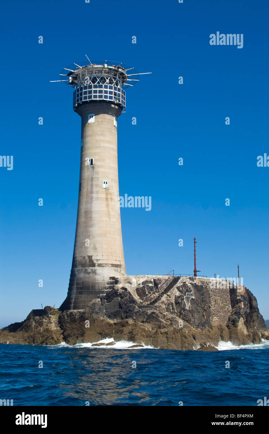 Longships lighthouse; from the sea; Cornwall Stock Photo - Alamy