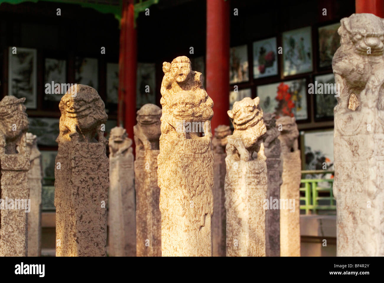 Stone steles with carved head, Stele Forest, Xi'An, Shaanxi Province ...