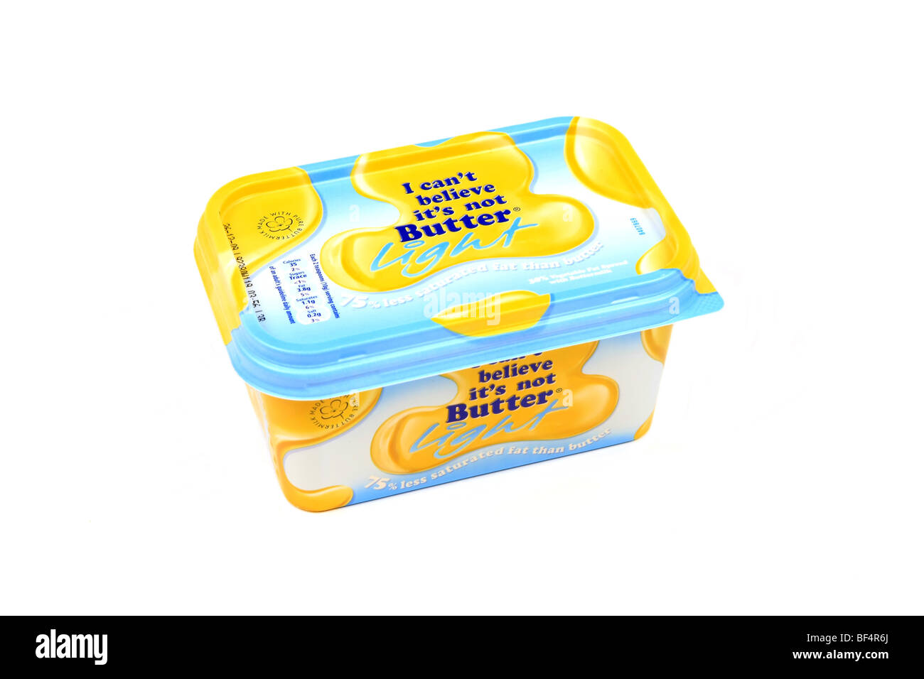 I can't believe it's Not Butter Light spread container against a white ...