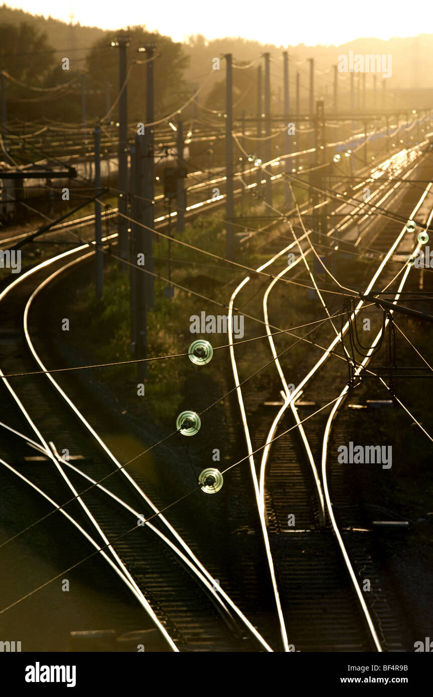 Railway tracks in bright sunshine Stock Photo - Alamy