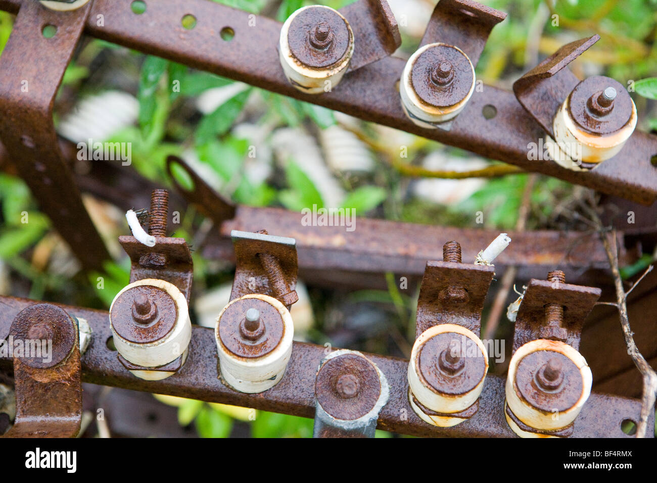 Rusty industrial metal structure fallen by ground Stock Photo - Alamy