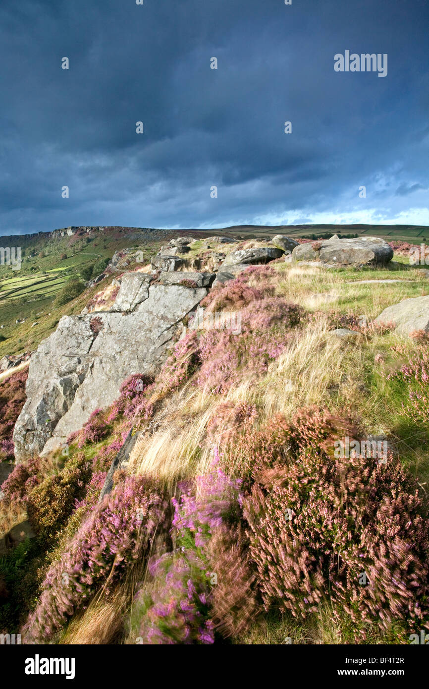 Baslow Edge looking towards Curbar edge in the distance, during a ...