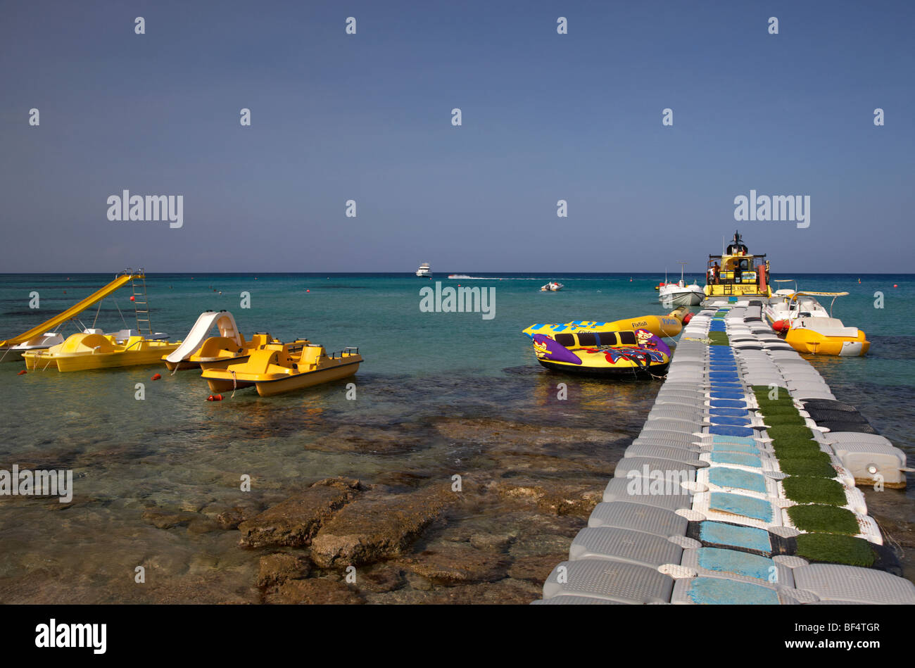 floating jetty and boats in fig tree bay protaras republic of cyprus ...