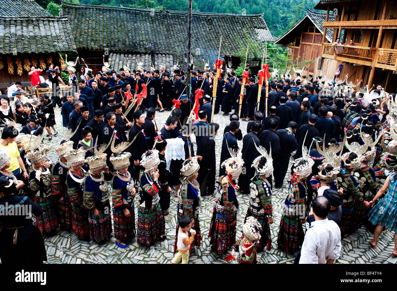 Miao ceremonial dance, Upper Langde Miao Village, Leishan County ...
