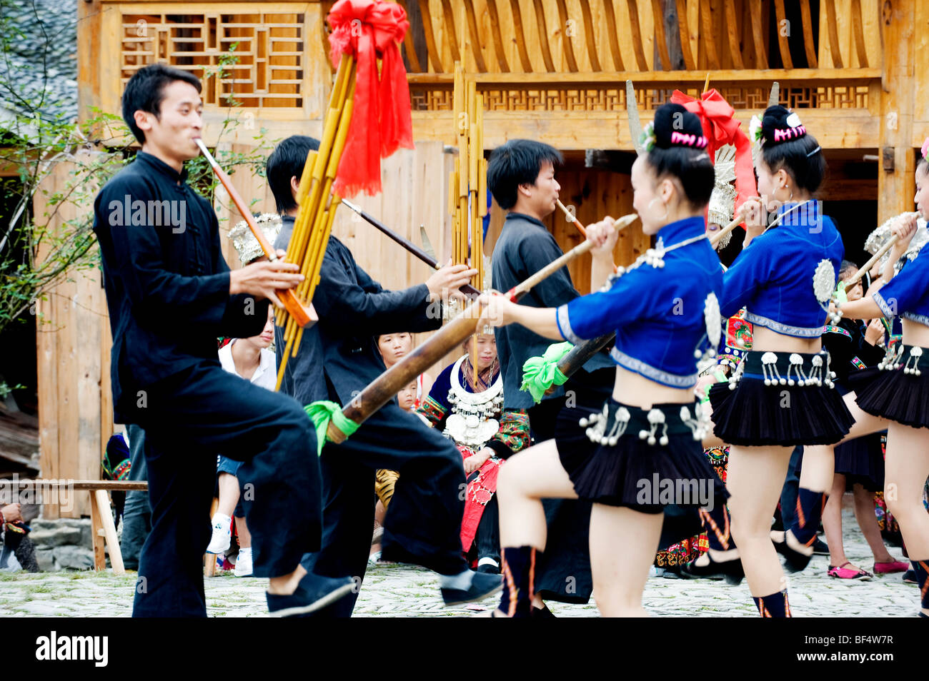 Short Skirt Miao people performing, Upper Langde Miao Village, Leishan ...