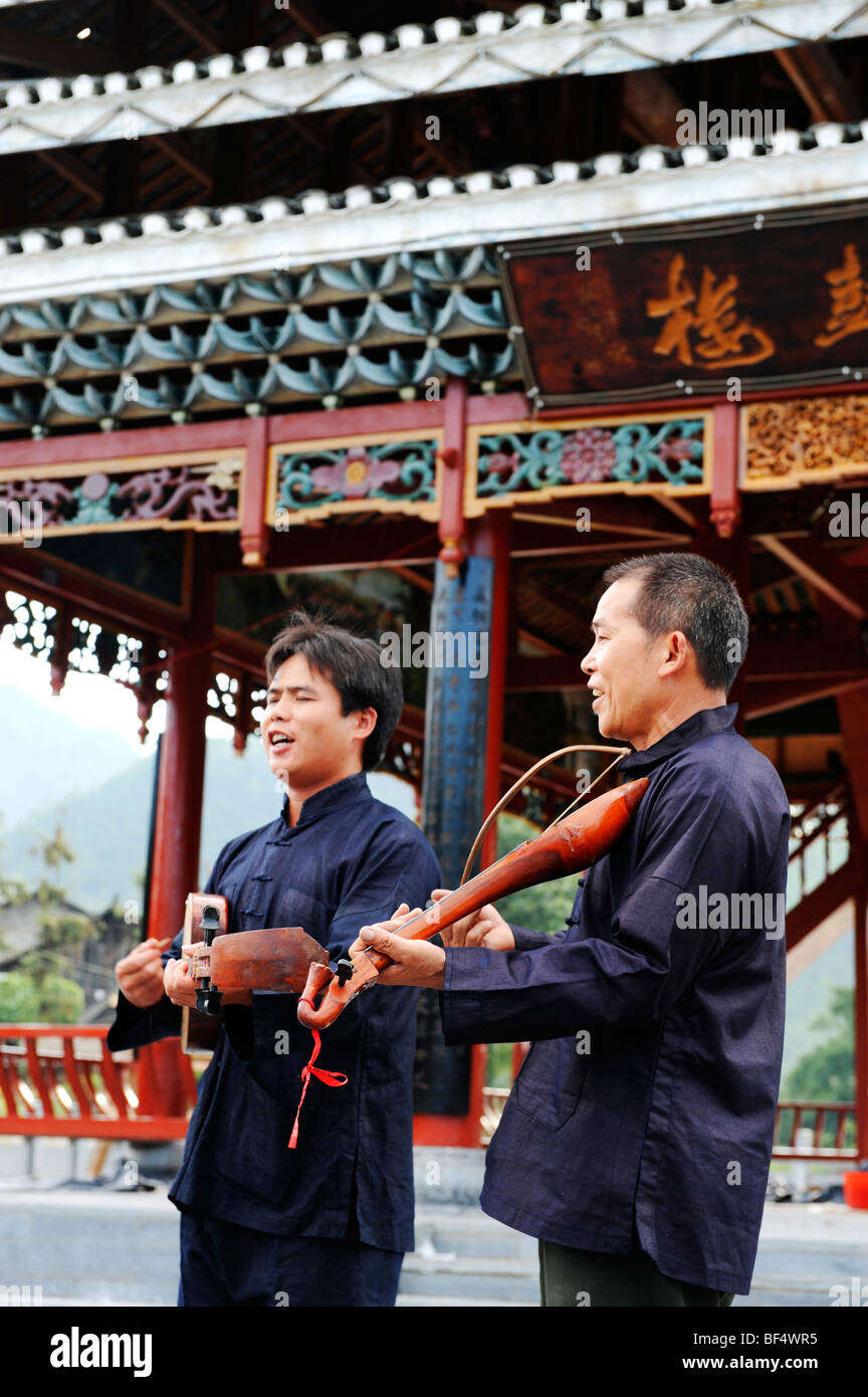 Dong musicians play lute, Rongjiang County, Qiandongnan Miao and Dong ...