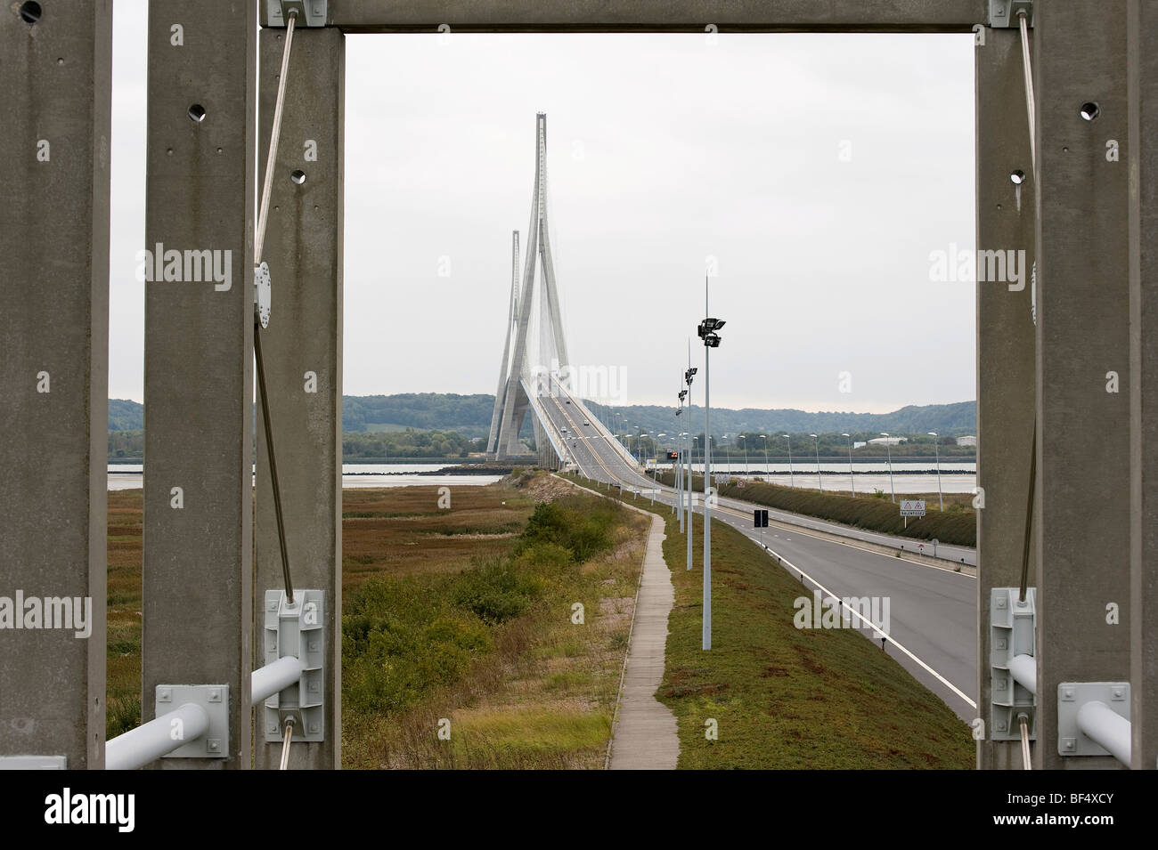 Pont du Normandie, bridge at the mouth of the Seine River near Le Havre ...
