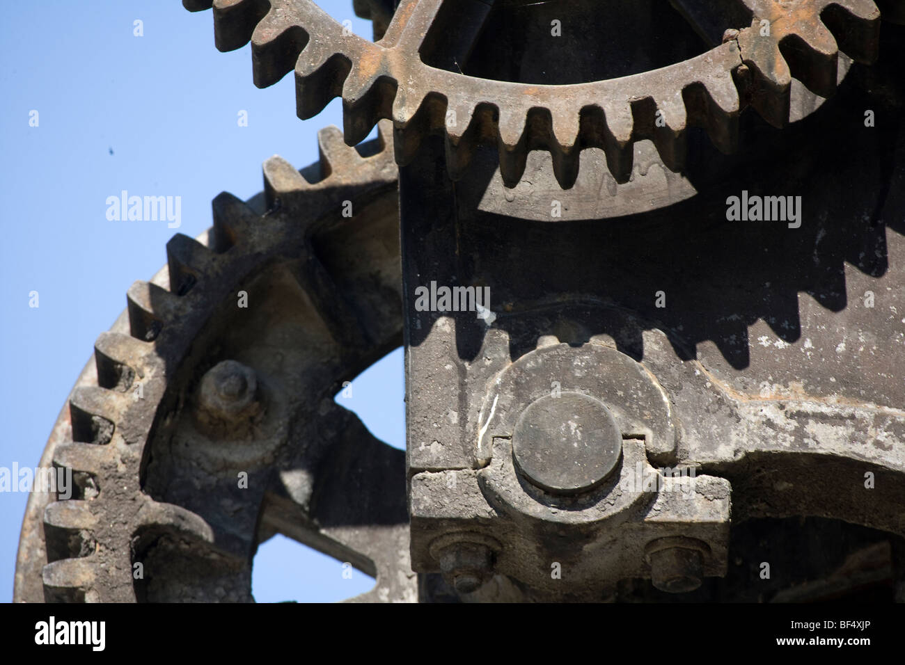Abstract industrial machine cogwheels, close up detail, Russia Stock ...
