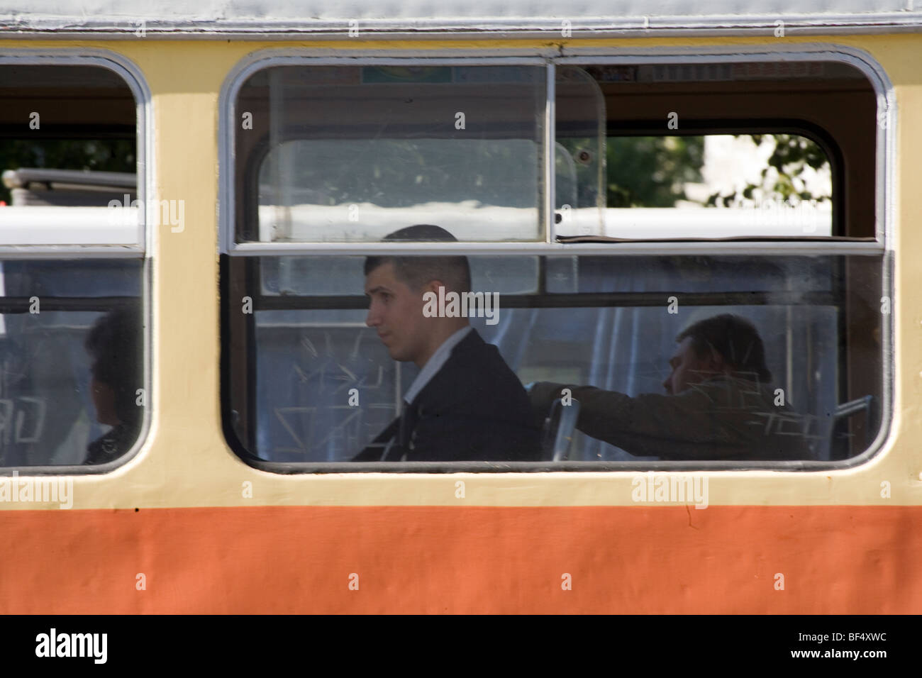russian commuters on a tram Stock Photo - Alamy
