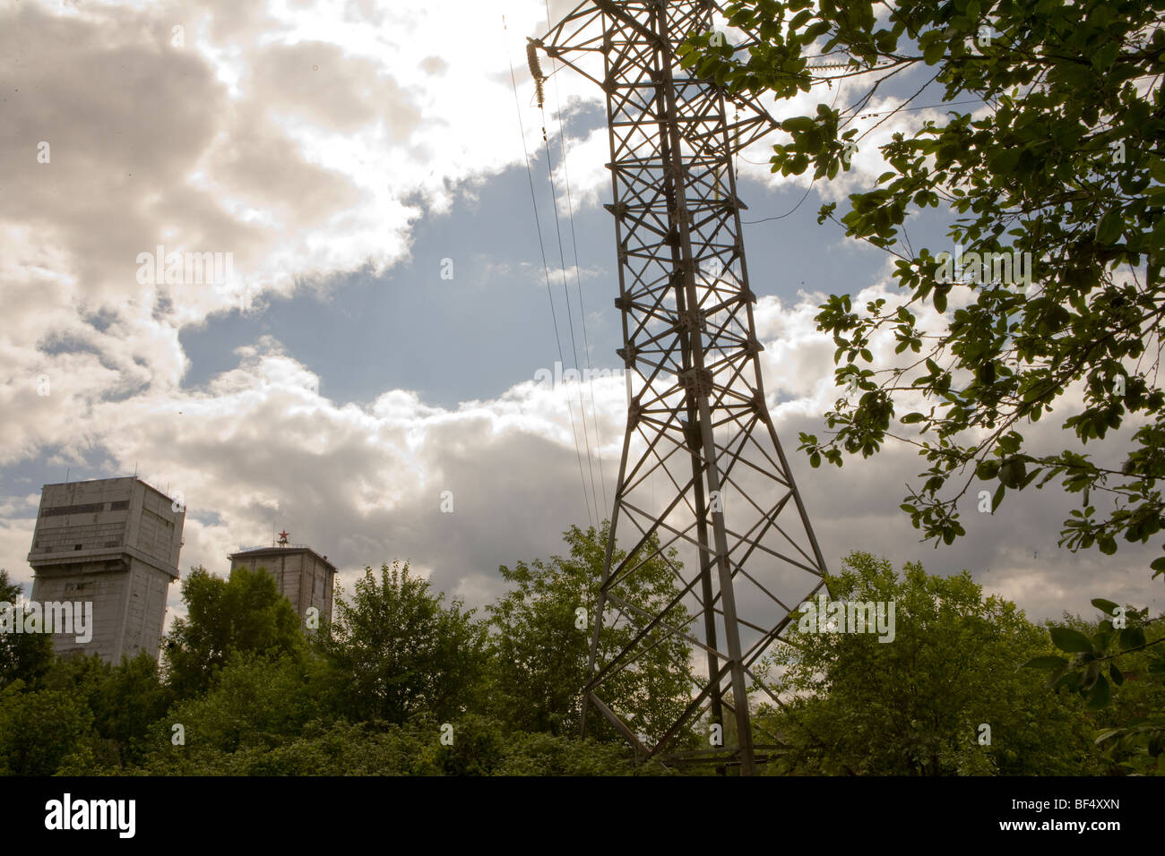 russian power lines and trees Stock Photo - Alamy