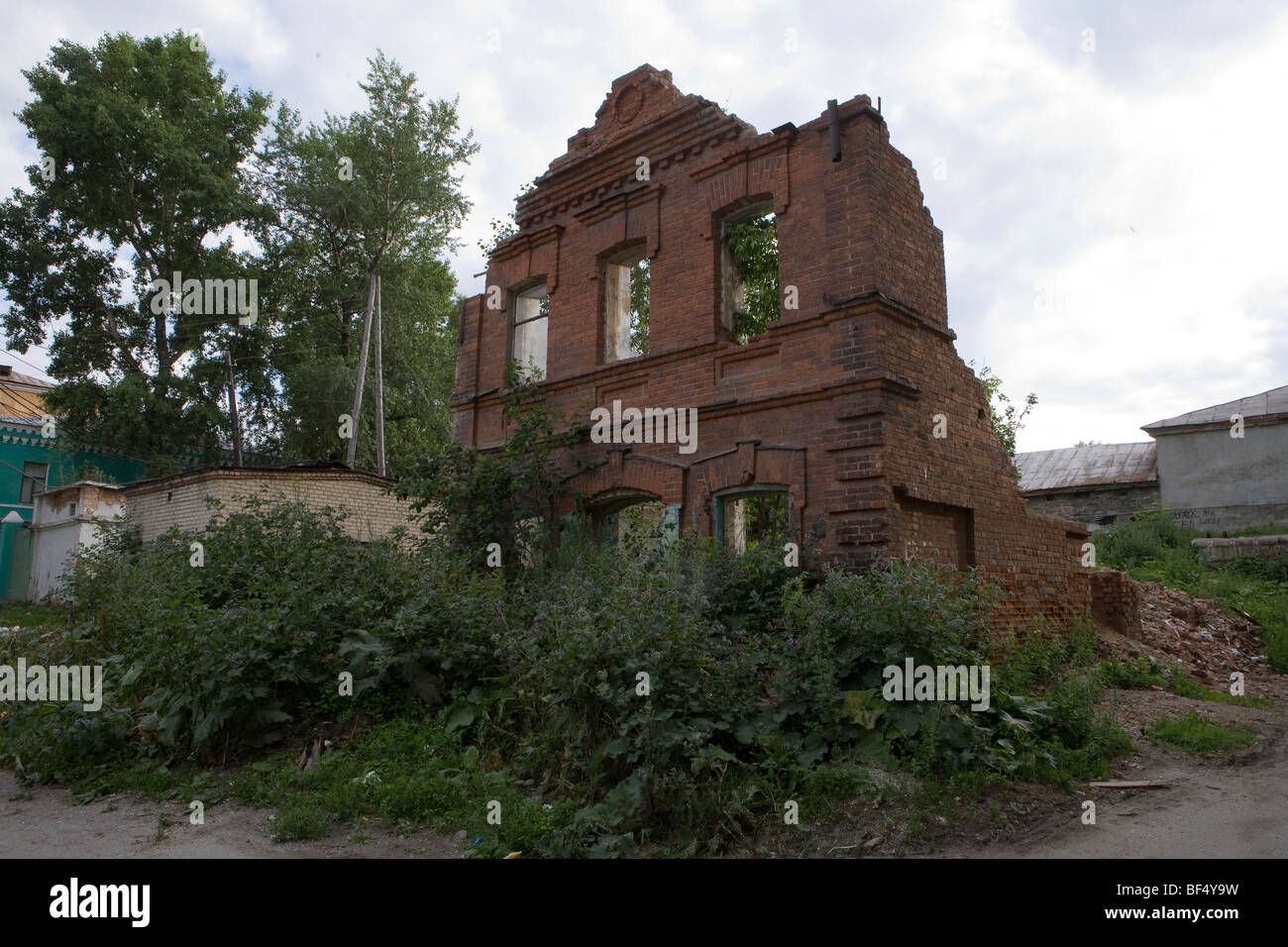 Facade of abandoned factory, Urals, Tagil, Russia Stock Photo - Alamy