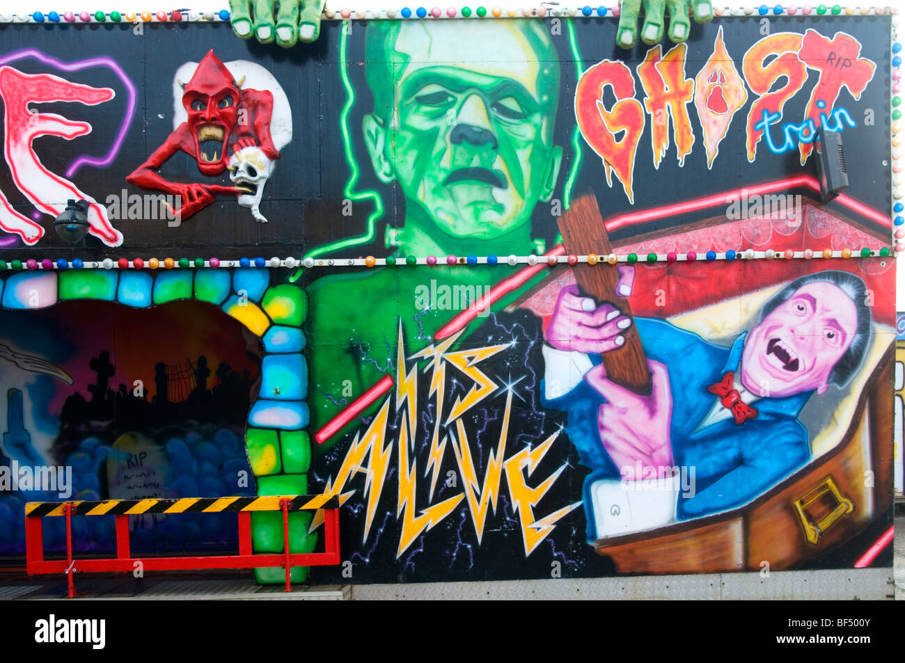 Ghost train in the fun fair at Hunstanton, Norfolk Stock Photo - Alamy