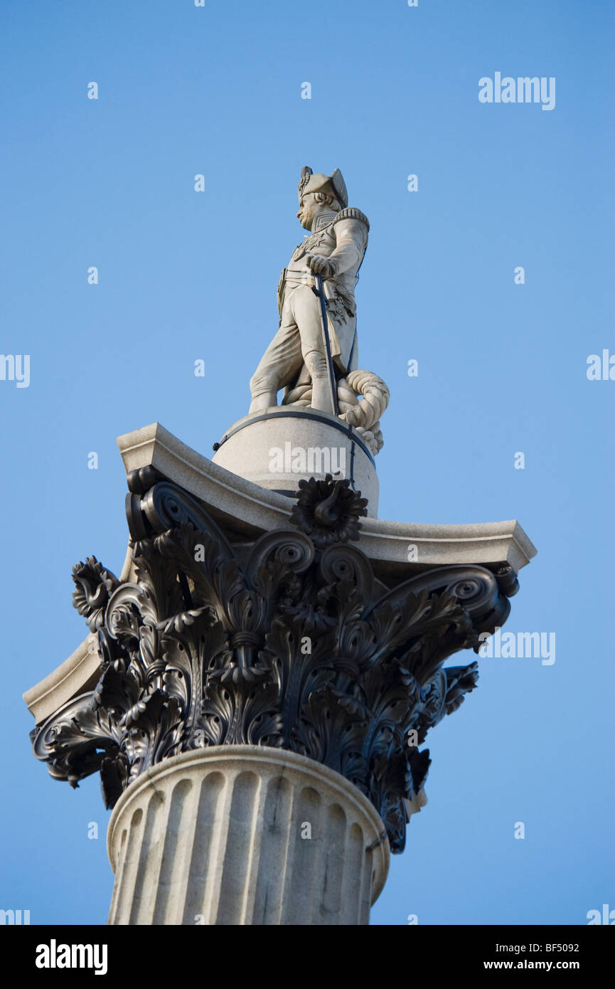 Statue of Nelson on top of Nelsons Column, Trafalgar Square, London ...