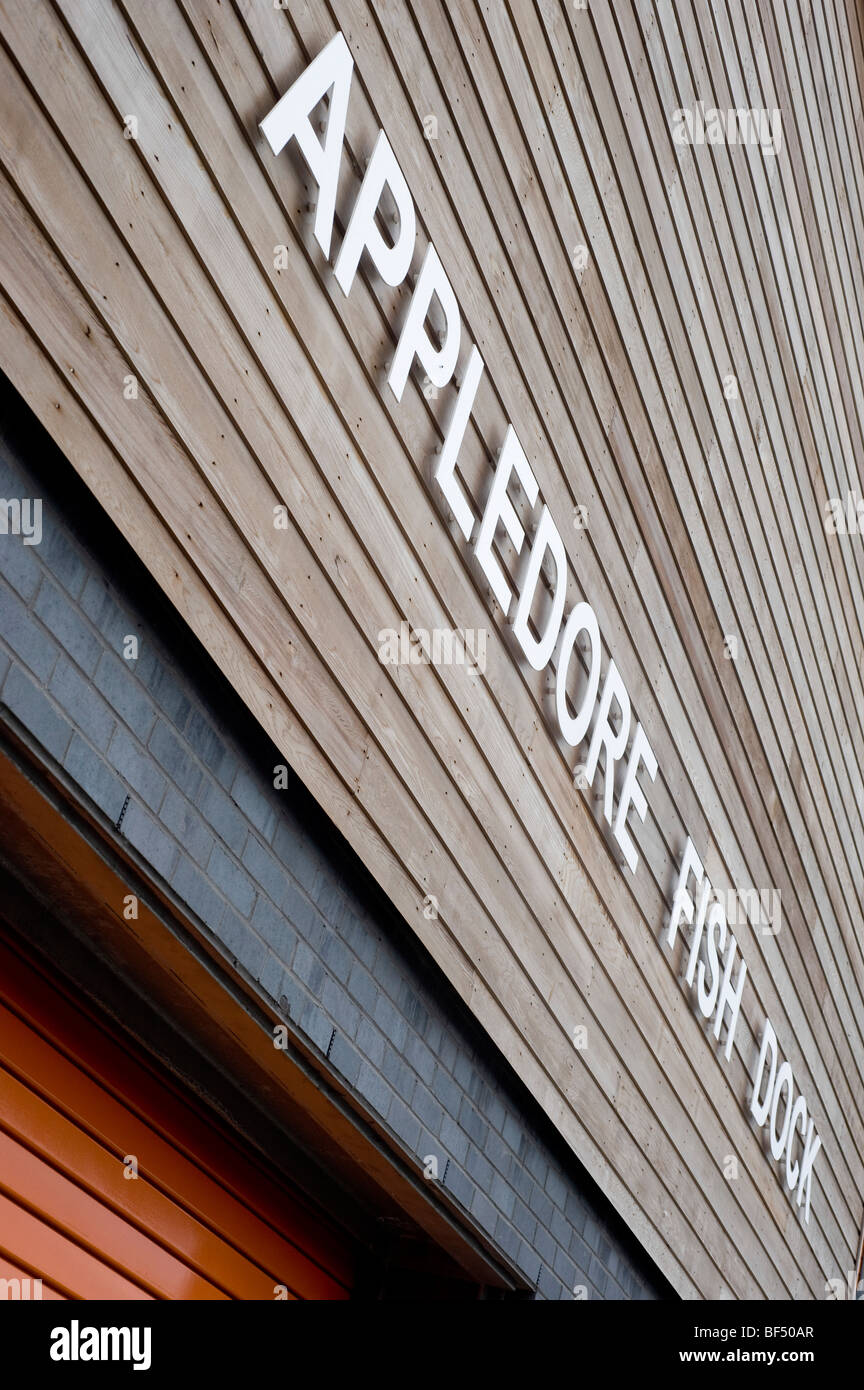 Appledore Fish Dock wooden front at Bideford fisheries office in ...