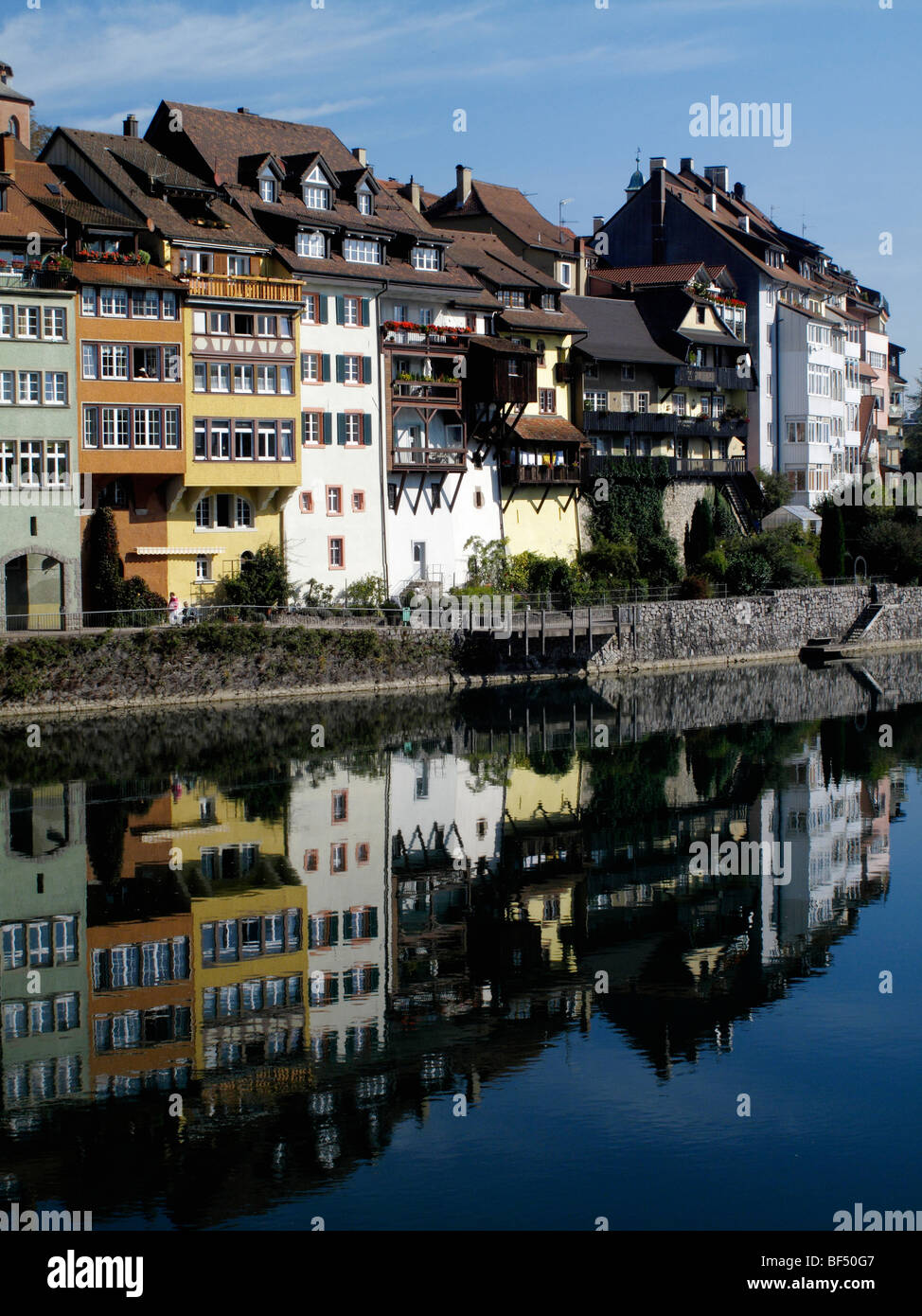 View of the German part of Laufenberg across the Rhine river from the ...