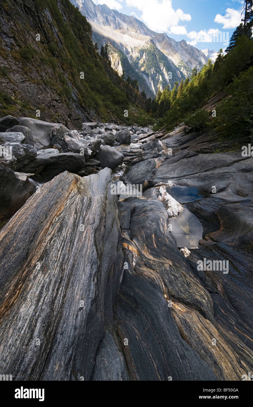 Mountain torrent of the Zemmgrund River in Hochgebirgs Nature Park in ...