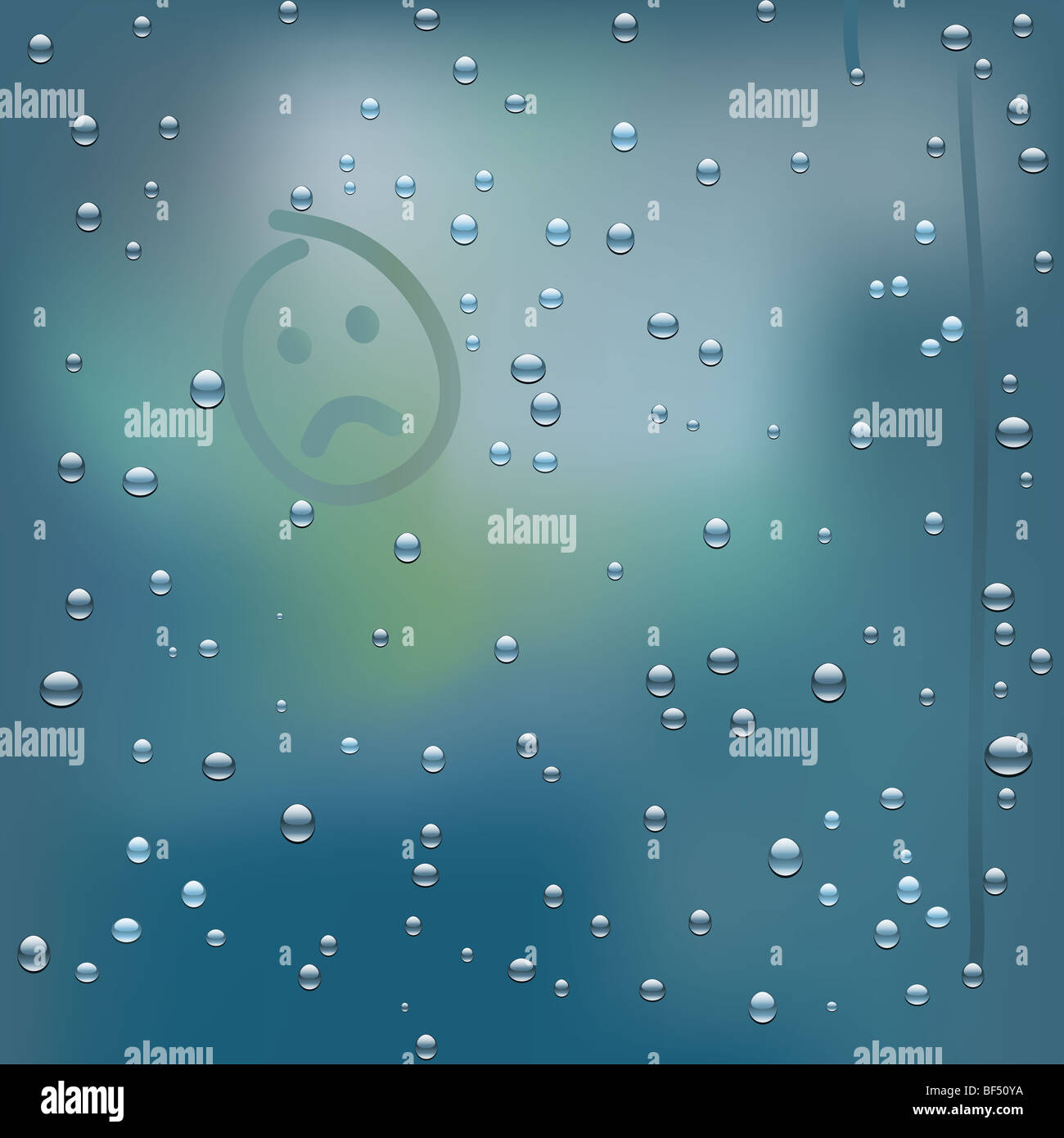 window with rain drops and sad face Stock Photo - Alamy