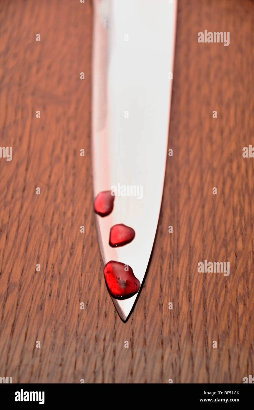 Knife with blood drops Stock Photo - Alamy