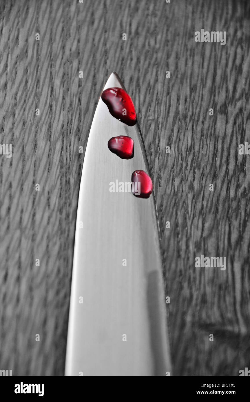 Knife with blood drops Stock Photo - Alamy