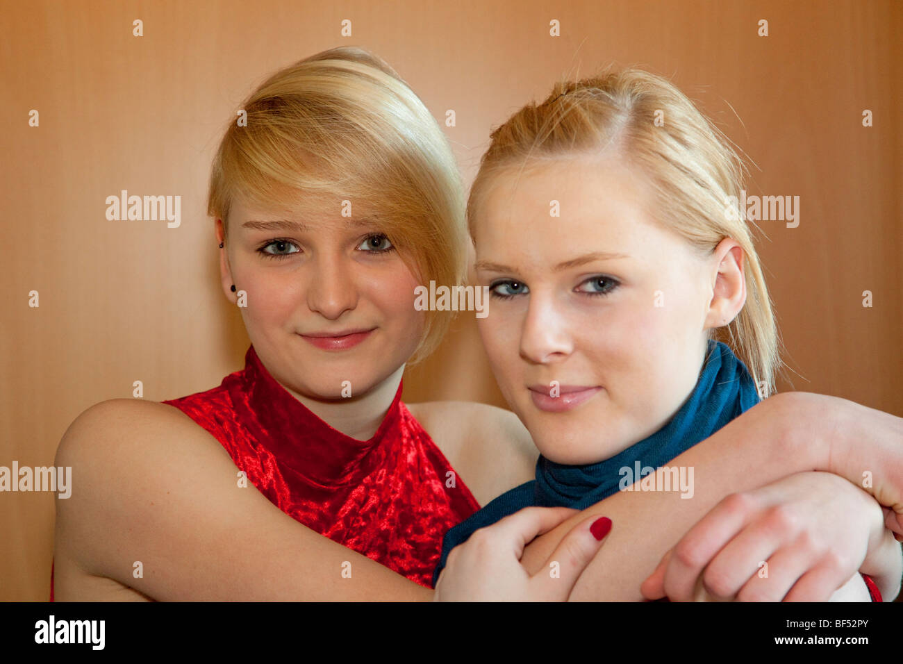 Two Girls Embracing - Best Friends Stock Photo - Alamy