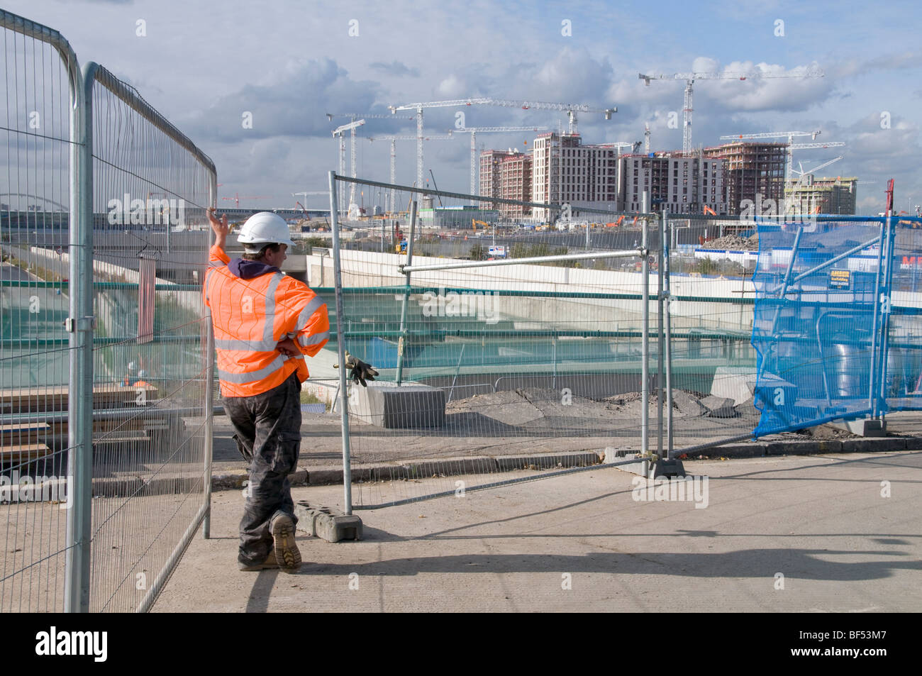 UK.Stratford station with Olympic Park and stadium under construction ...