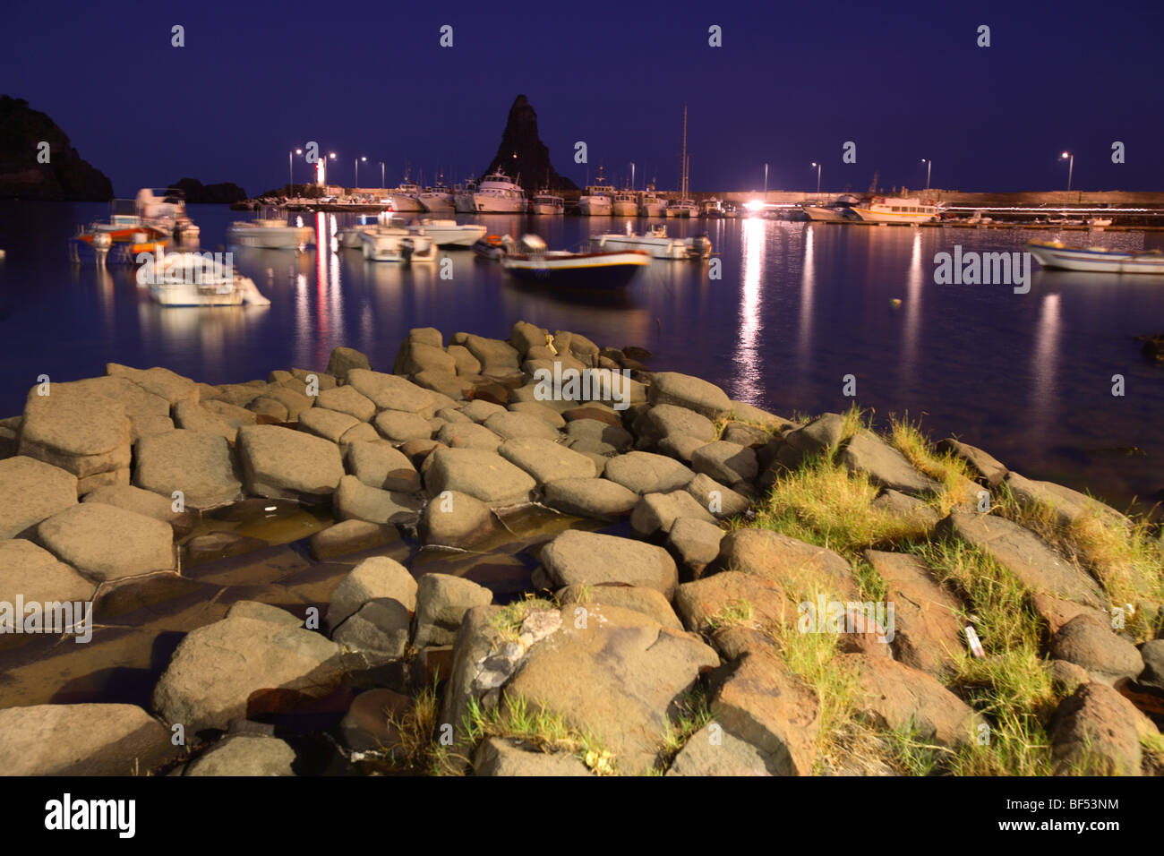 The little port of Acitrezza with the typical stacks, Aci Trezza ...